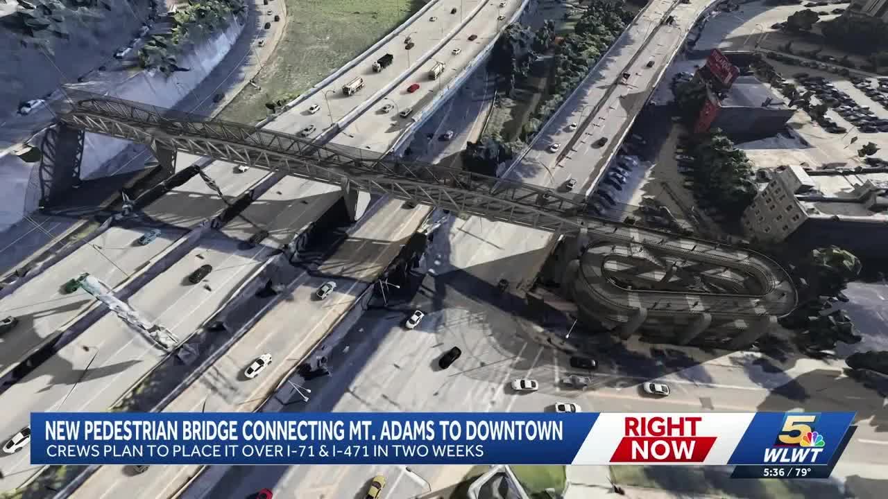Crews prepare to install new pedestrian bridge connecting Mount Adams ...