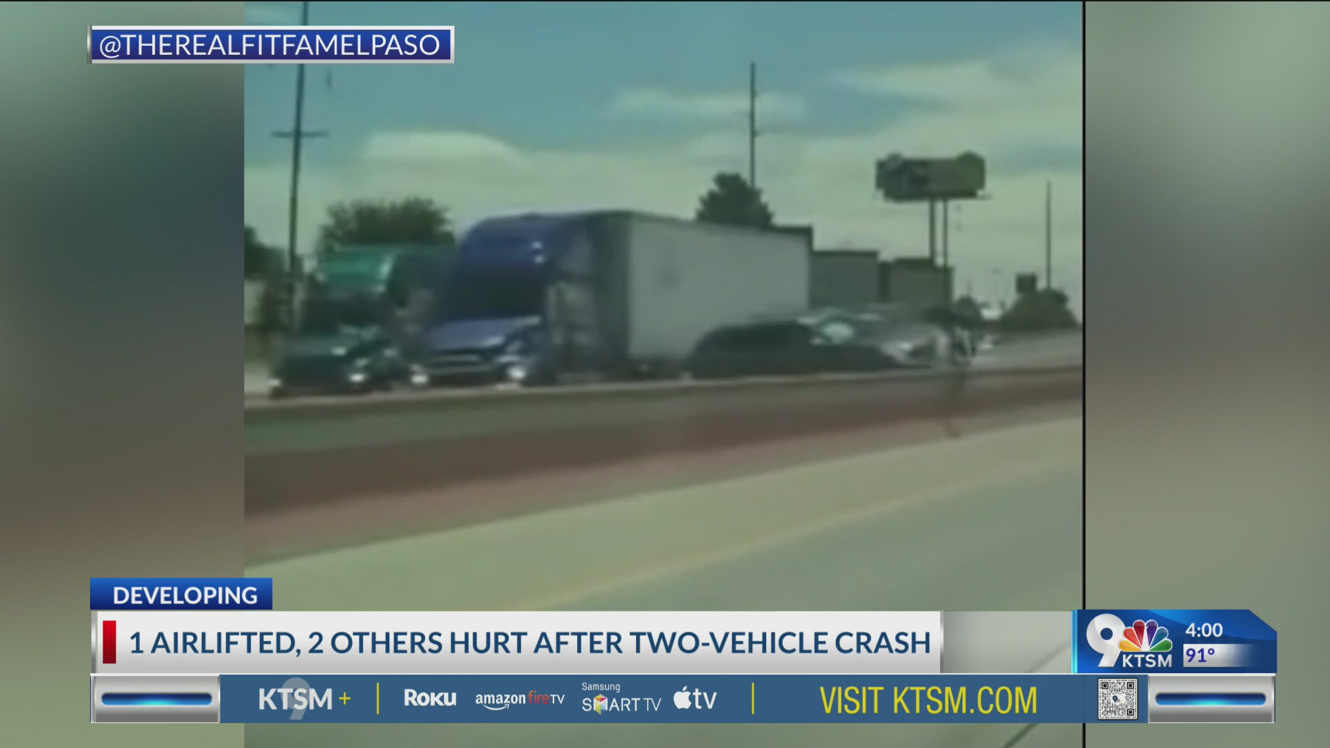 Person injured, airlifted to hospital after multiple-vehicle crash on I-10