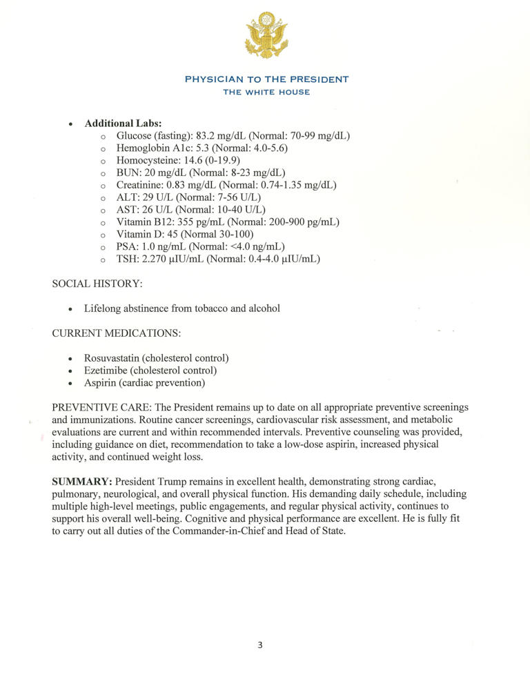 White House finally releases Donald Trump’s medical report