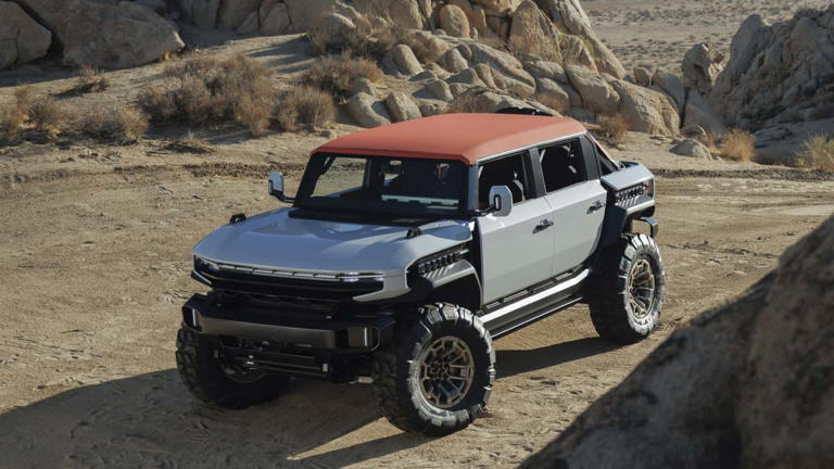 GMC’s new Hummer X mid-size EV truck concept has stackable screens