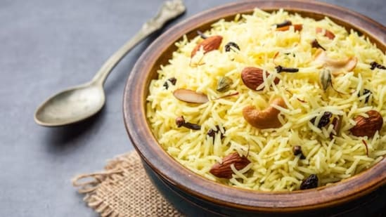 Fresh mango pulao with nuts and saffron makes a perfect sweet rice dish ...