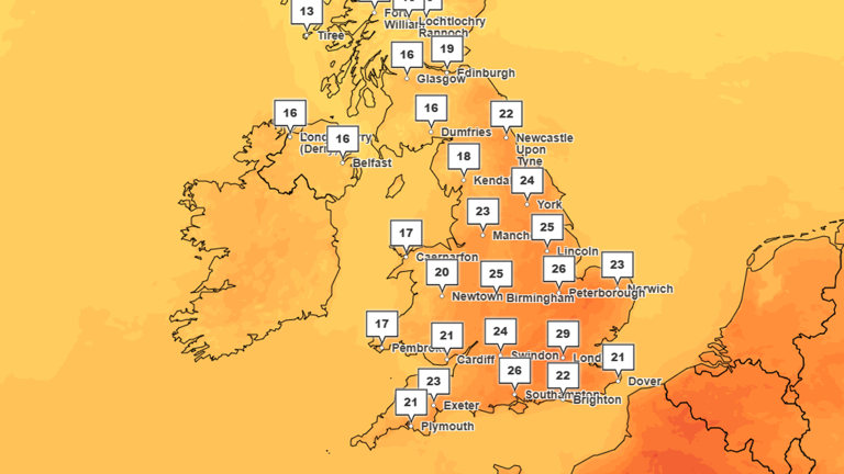 Temperatures to fall in UK as heatwave comes to an end