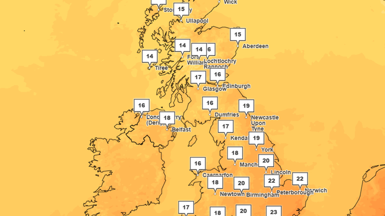 Temperatures to fall in UK as heatwave comes to an end