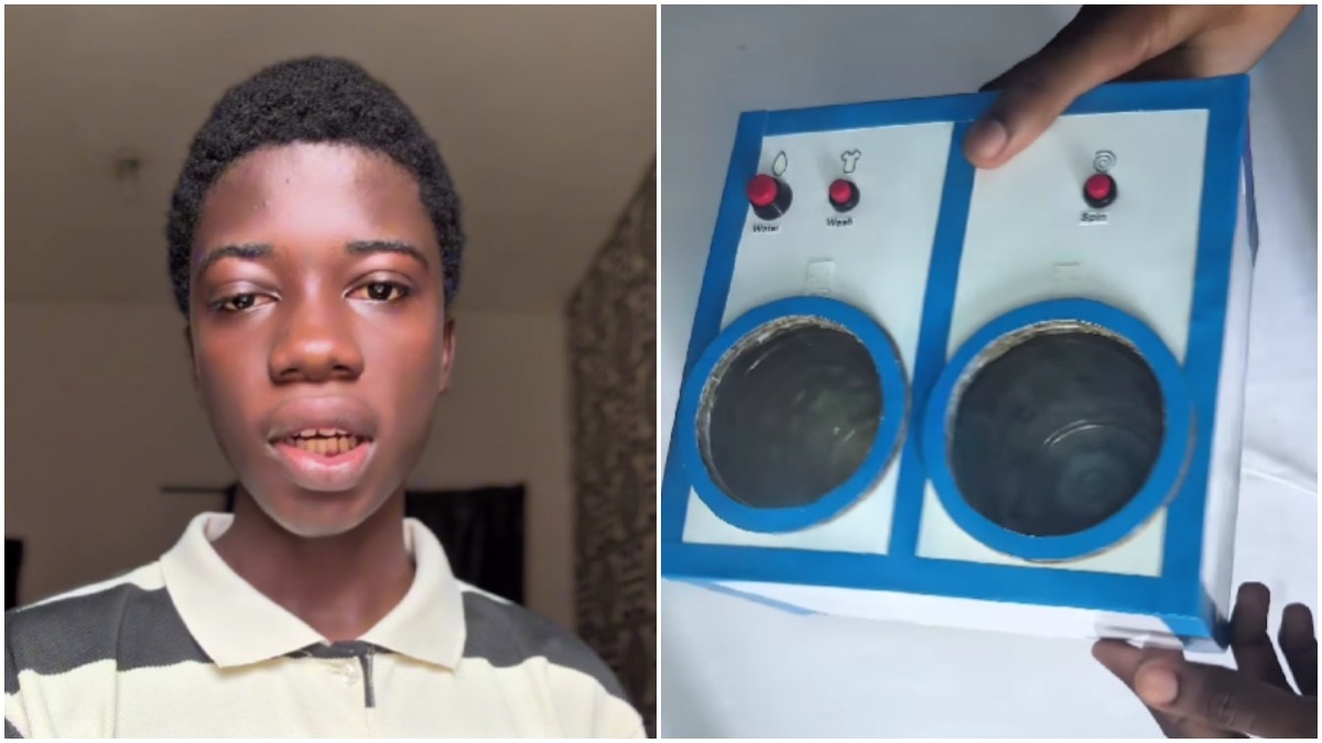 Nigerian boy builds mini washing machine from cardboard, the result is ...
