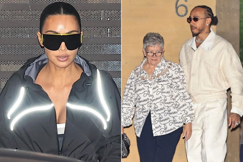 Kim Kardashian’s 'blinding' bold look steals attention as Lewis ...