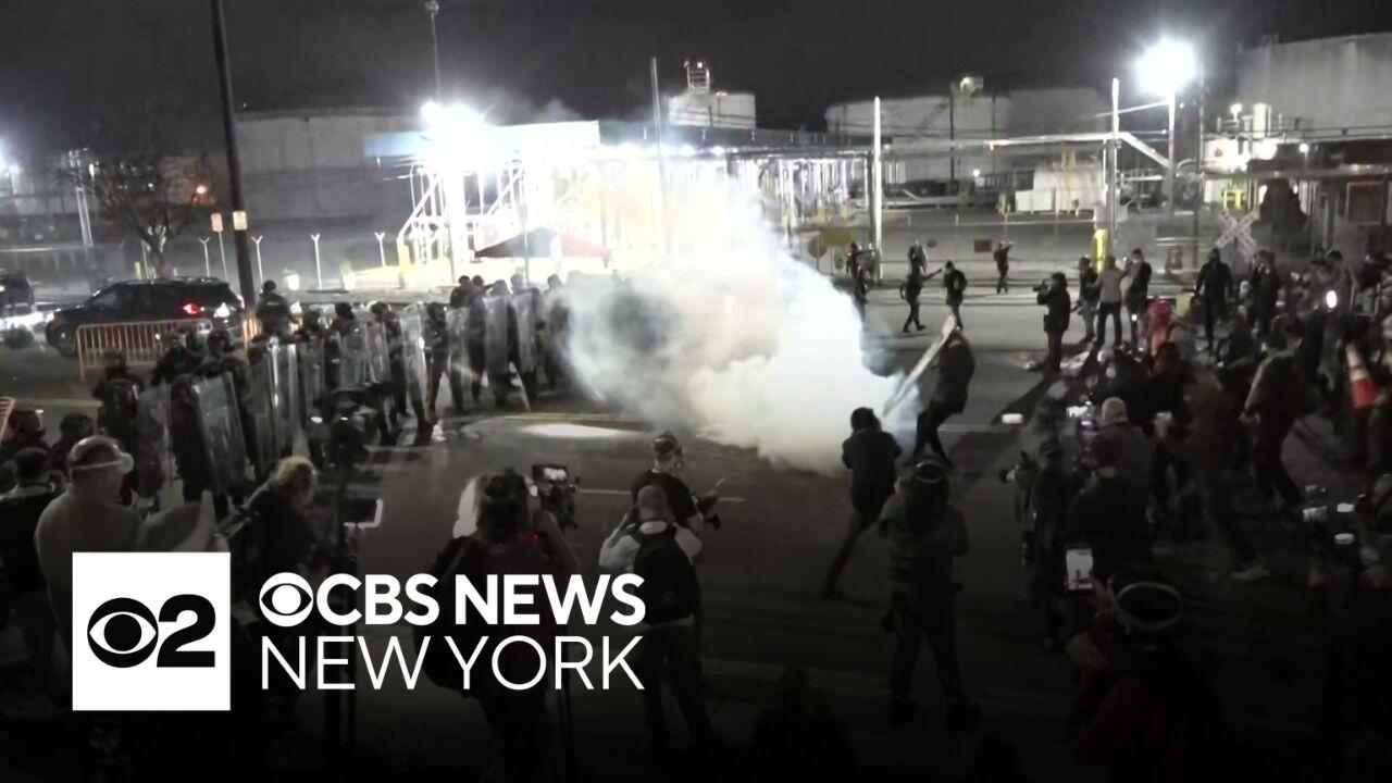 NJ State Police, protesters clash outside Delaney Hall