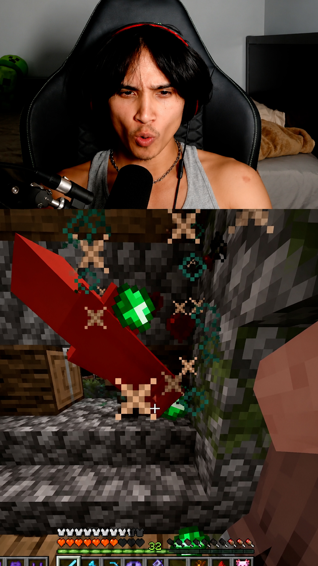 Defeating adult village mobs in Minecraft