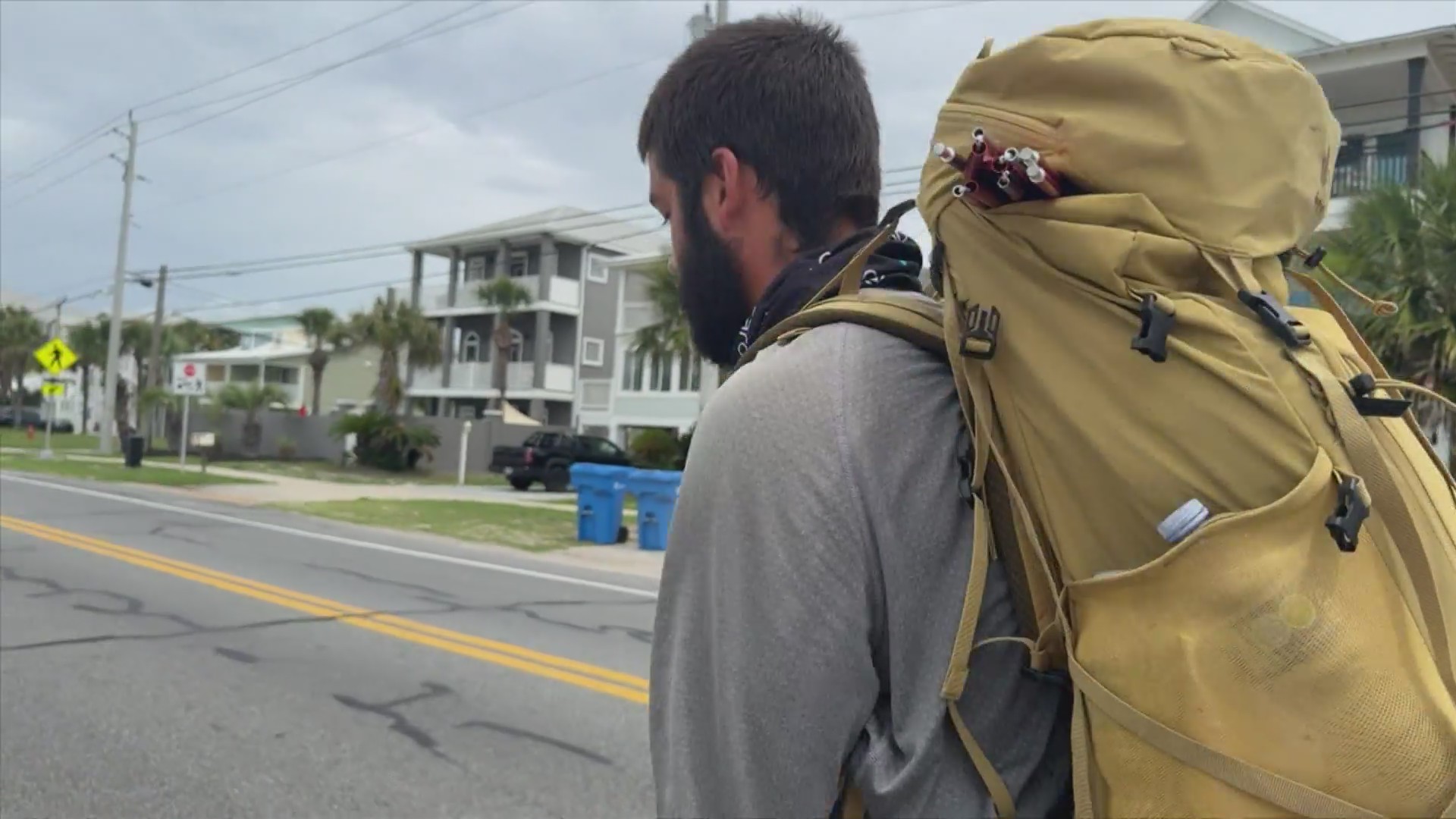 Man walking the outline of the US makes his way through the panhandle