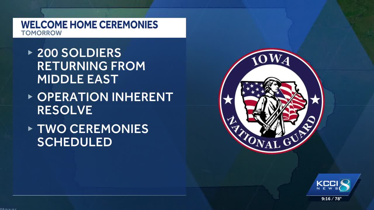 Welcome home ceremonies planned for group of Iowa National Guard soldiers