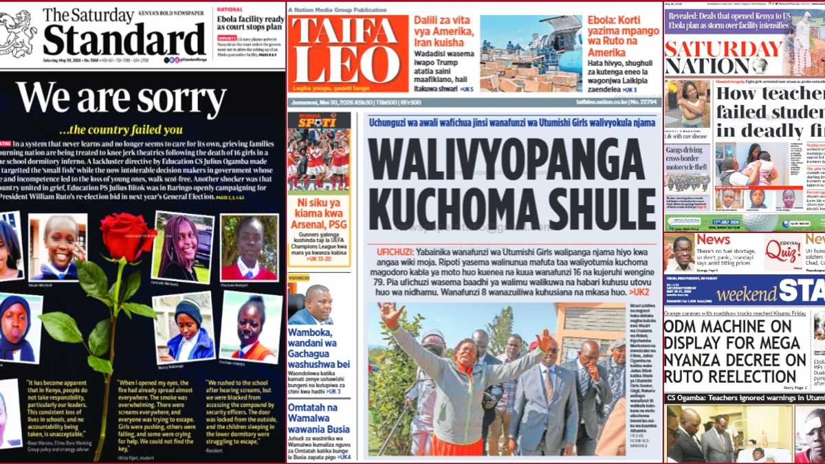 Kenya newspapers review: Man who helped save Utumishi Girls students ...