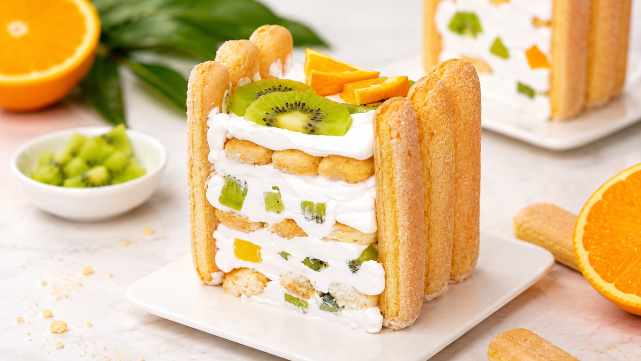 Luchtige taart met room en vers fruit