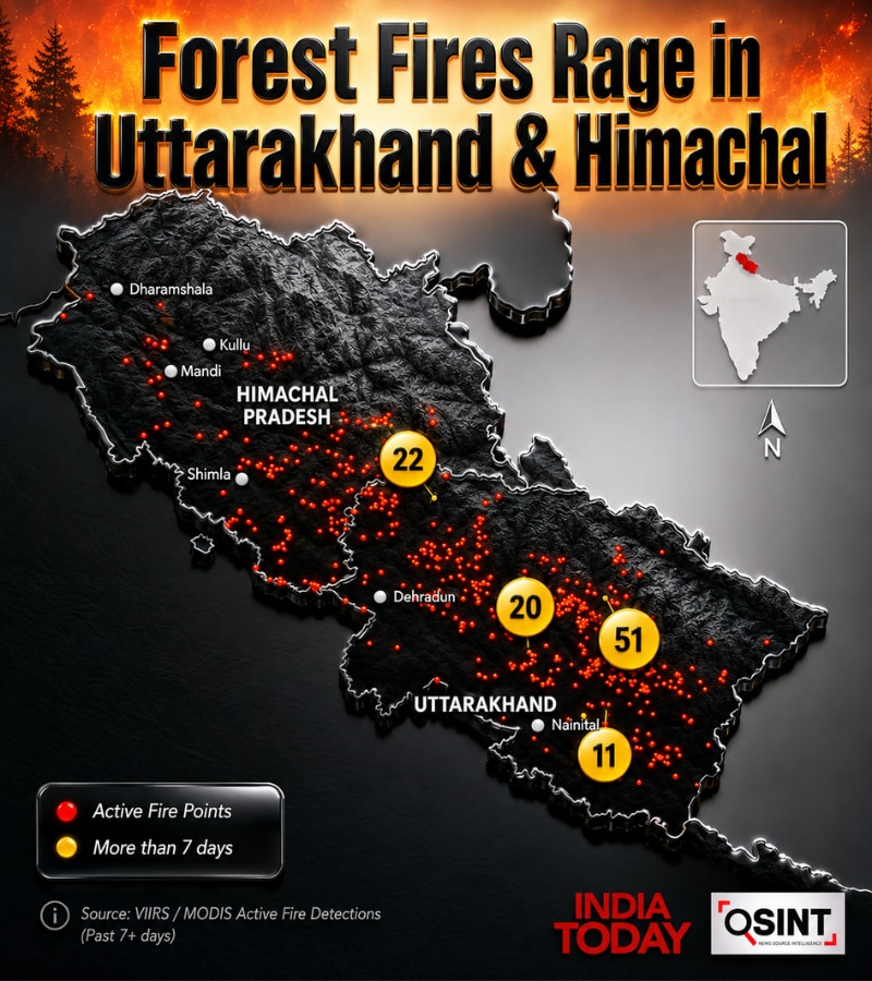 Satellite images show vast scorched forest areas in Uttarakhand and ...