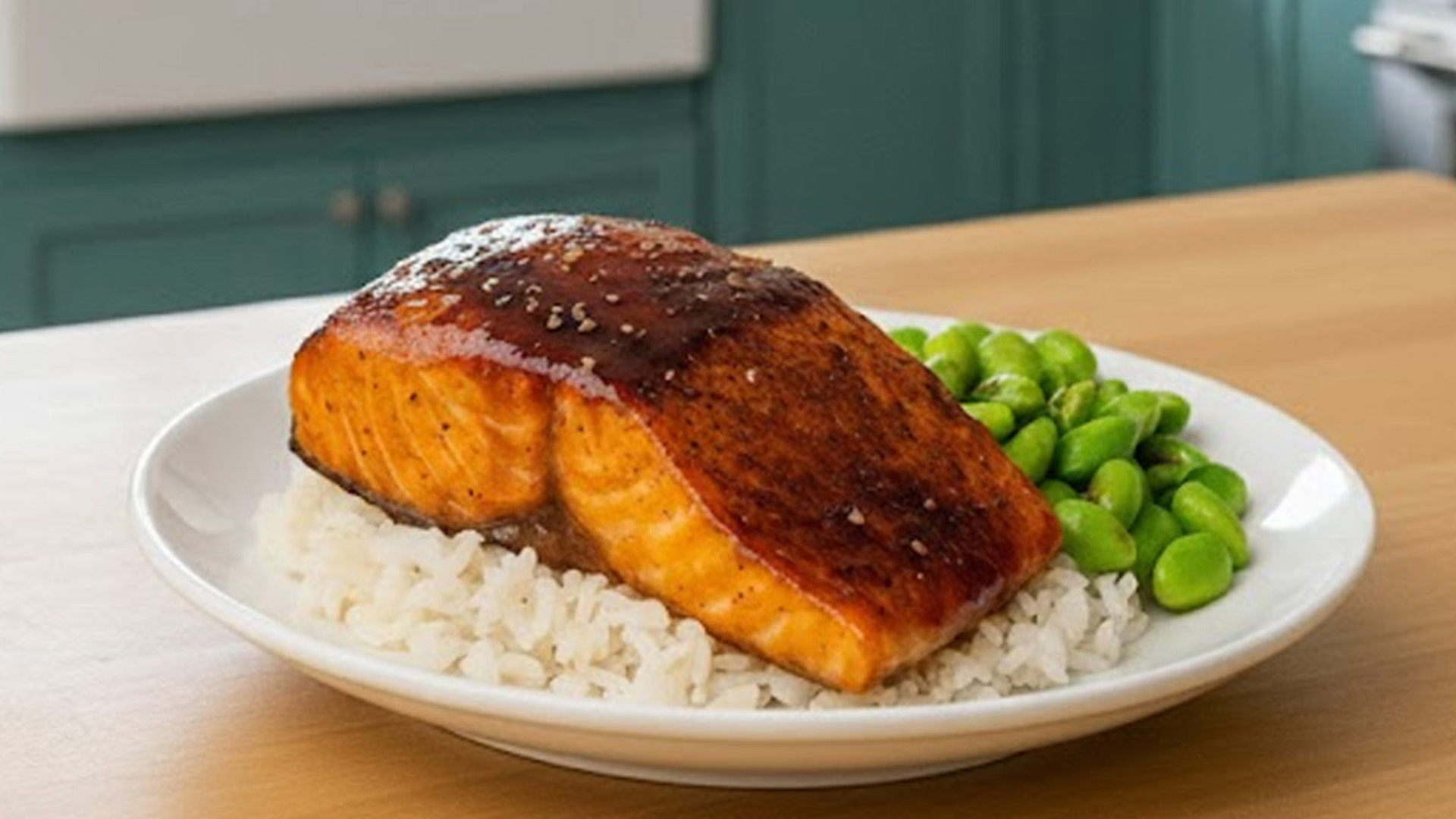 How to make glazed teriyaki salmon rice plate