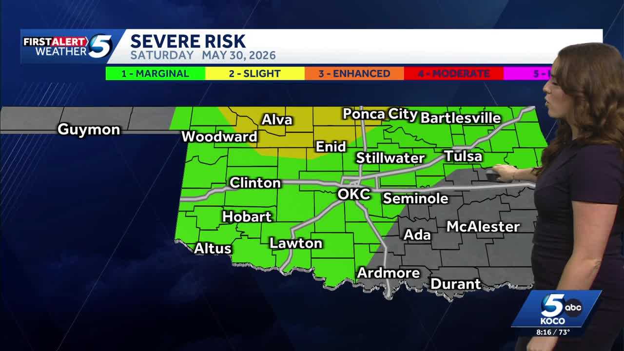 Severe thunderstorm watch issued for parts of Oklahoma Saturday