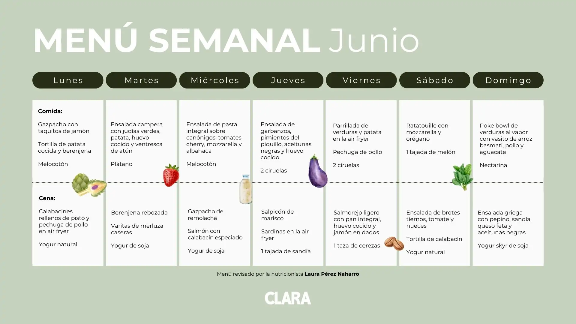 Menú semanal para el mes de junio: recetas fáciles y sanas