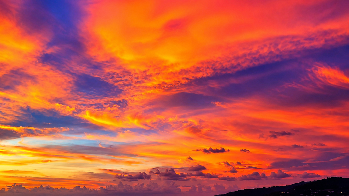 The sky turned into fire just before night fell