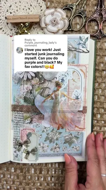 Relaxing purple and black butterfly junk journal spread