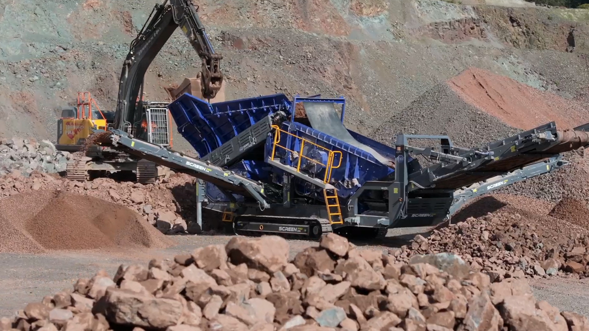 This giant rock crusher turns massive stones into gravel
