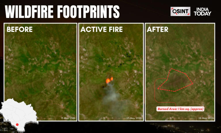 Satellite images show vast scorched forest areas in Uttarakhand and ...