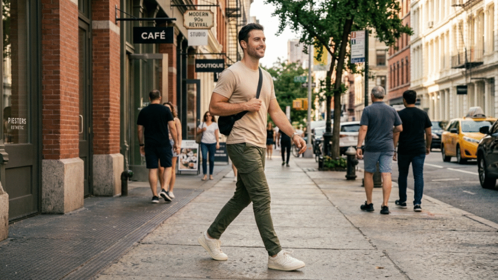 Male models revive iconic men’s fashion trends from the 90s