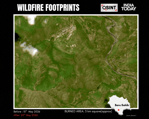 Satellite images show vast scorched forest areas in Uttarakhand and ...