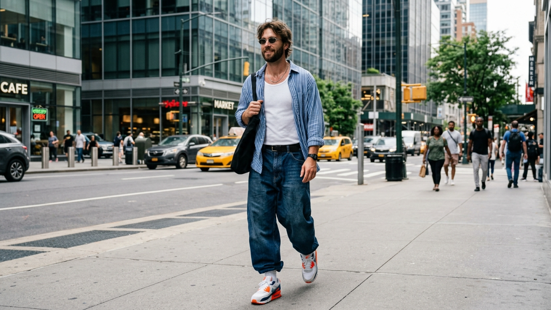 Male models revive iconic men’s fashion trends from the 90s