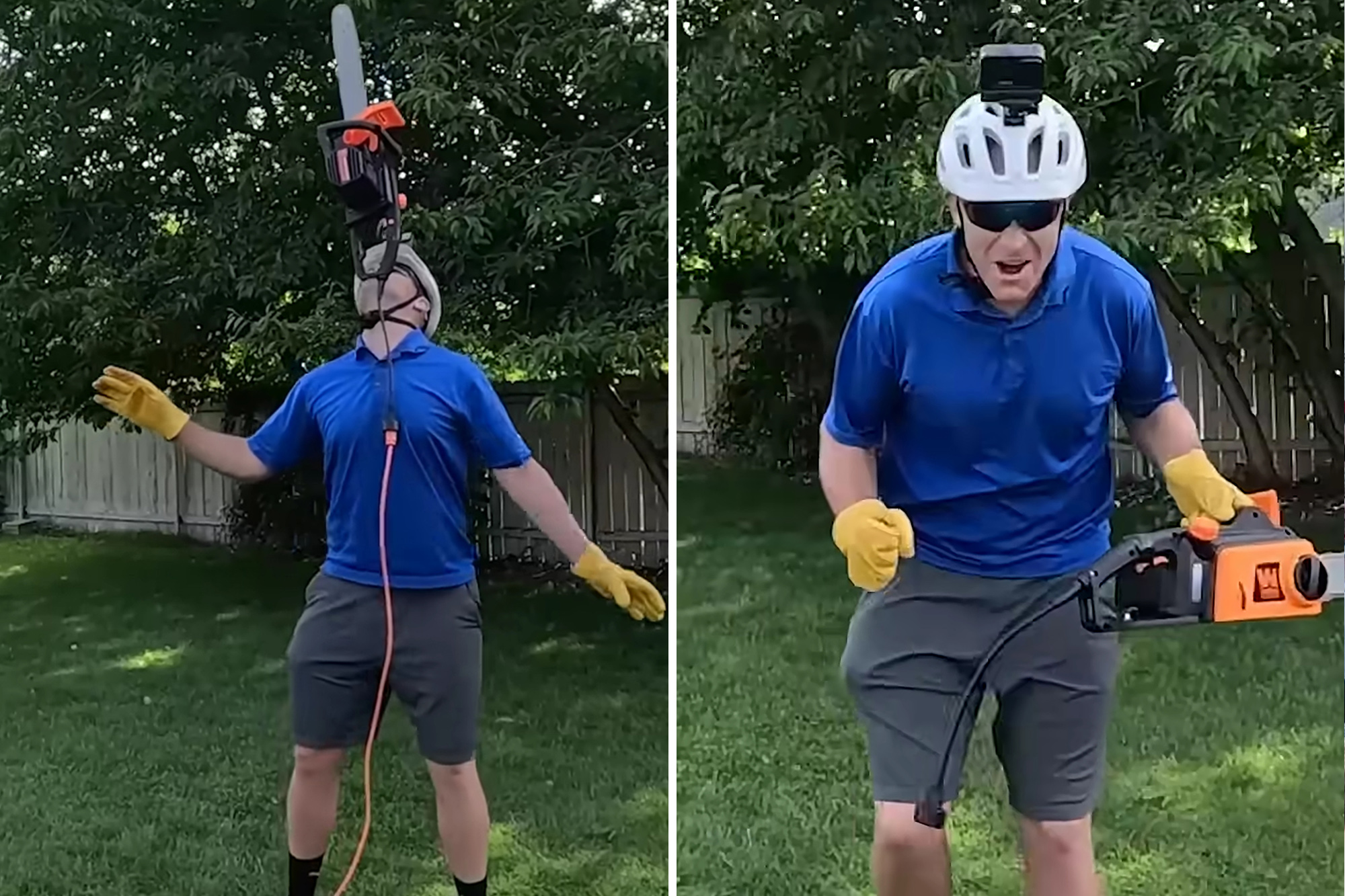 Idaho daredevil dad balanced a running chainsaw on his chin to break ...