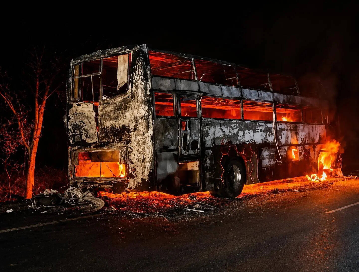 Narrow escape for 36 as bus catches fire