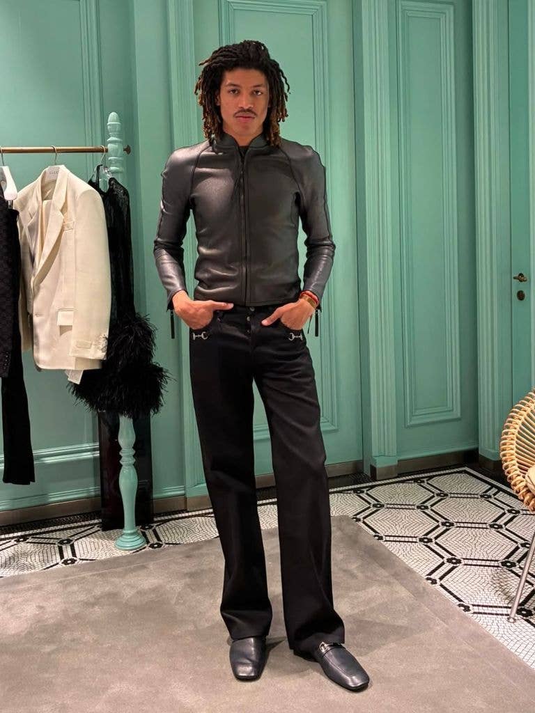 Seal's towering son is the ultimate model in skin-tight leather look