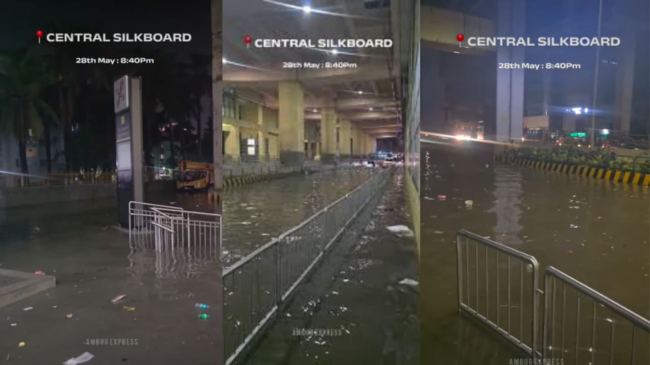 Bengaluru: Silk Board Junction flooded again after heavy rains, traffic ...