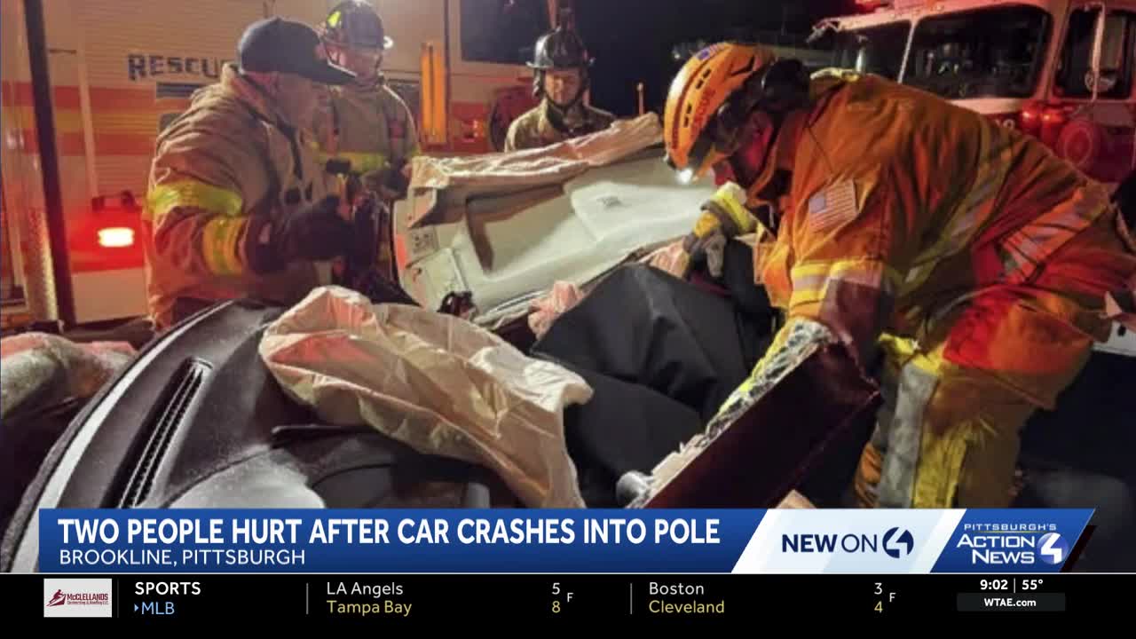 Two people taken to the hospital after Brookline crash