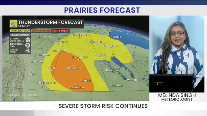 Severe thunderstorm threat for Saskatchewan and Manitoba