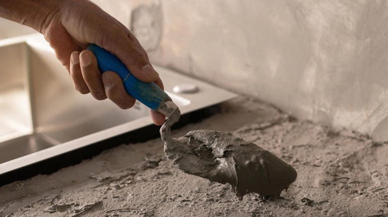 Cement over granite countertops for a simple DIY update