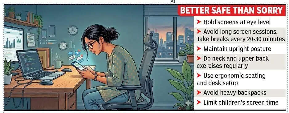 'Text neck' epidemic loading: Continuous scrolling causing nerve damage ...