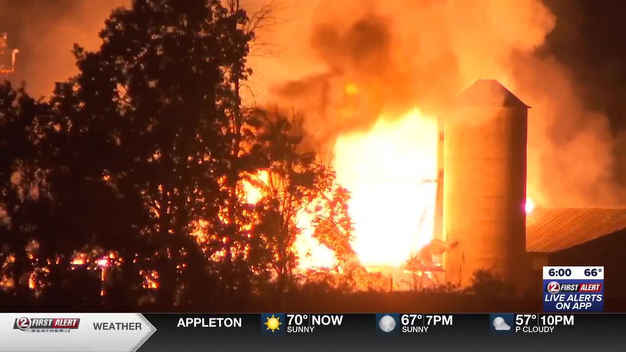 Barn completely destroyed after overnight fire in Harrison
