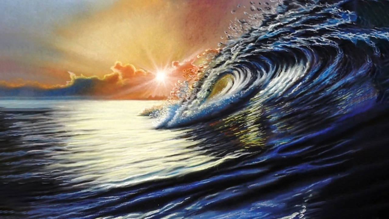 Learn beautiful sea wave art using soft pastel techniques