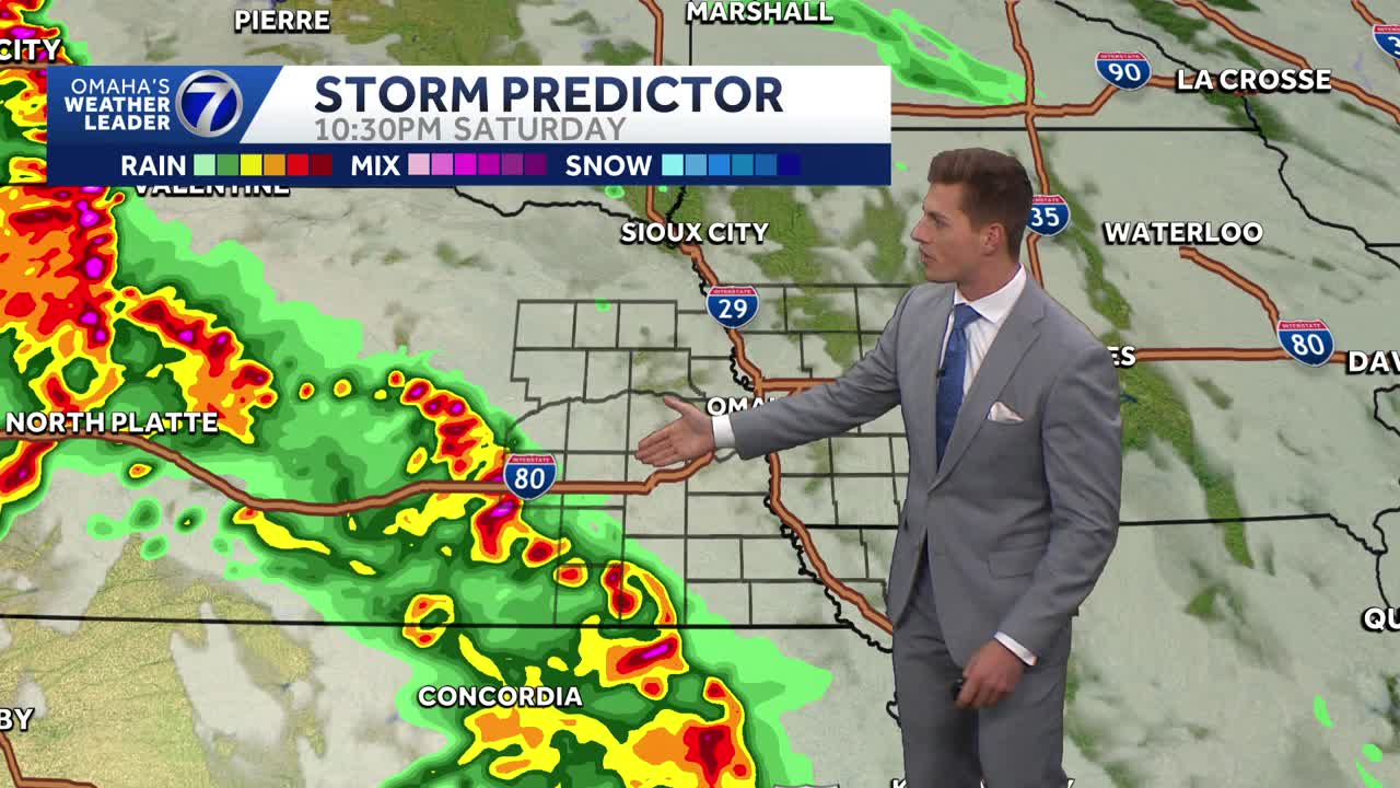 Showers and thunderstorms possible Saturday night