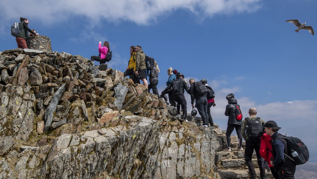 Charity hikers criticised for skipping Snowdon summit queue