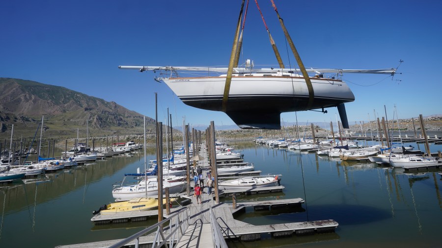 Low water levels force boat removal at Great Salt Lake State Park Marina