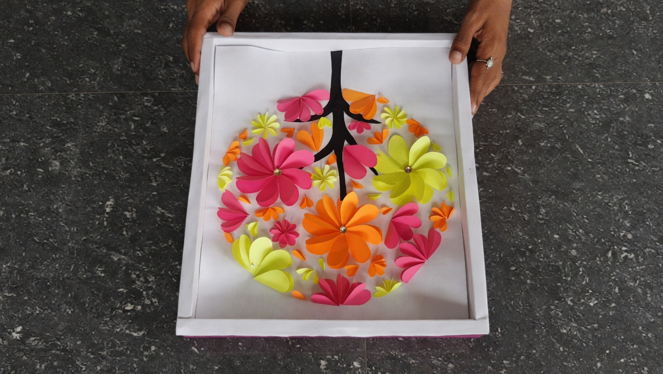 DIY wall hanging with colorful paper tree design