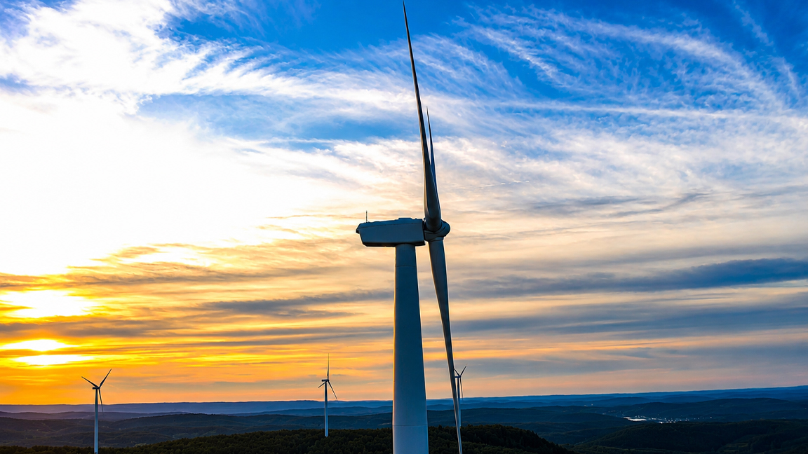 These massive wind turbines never stop turning above the mountains