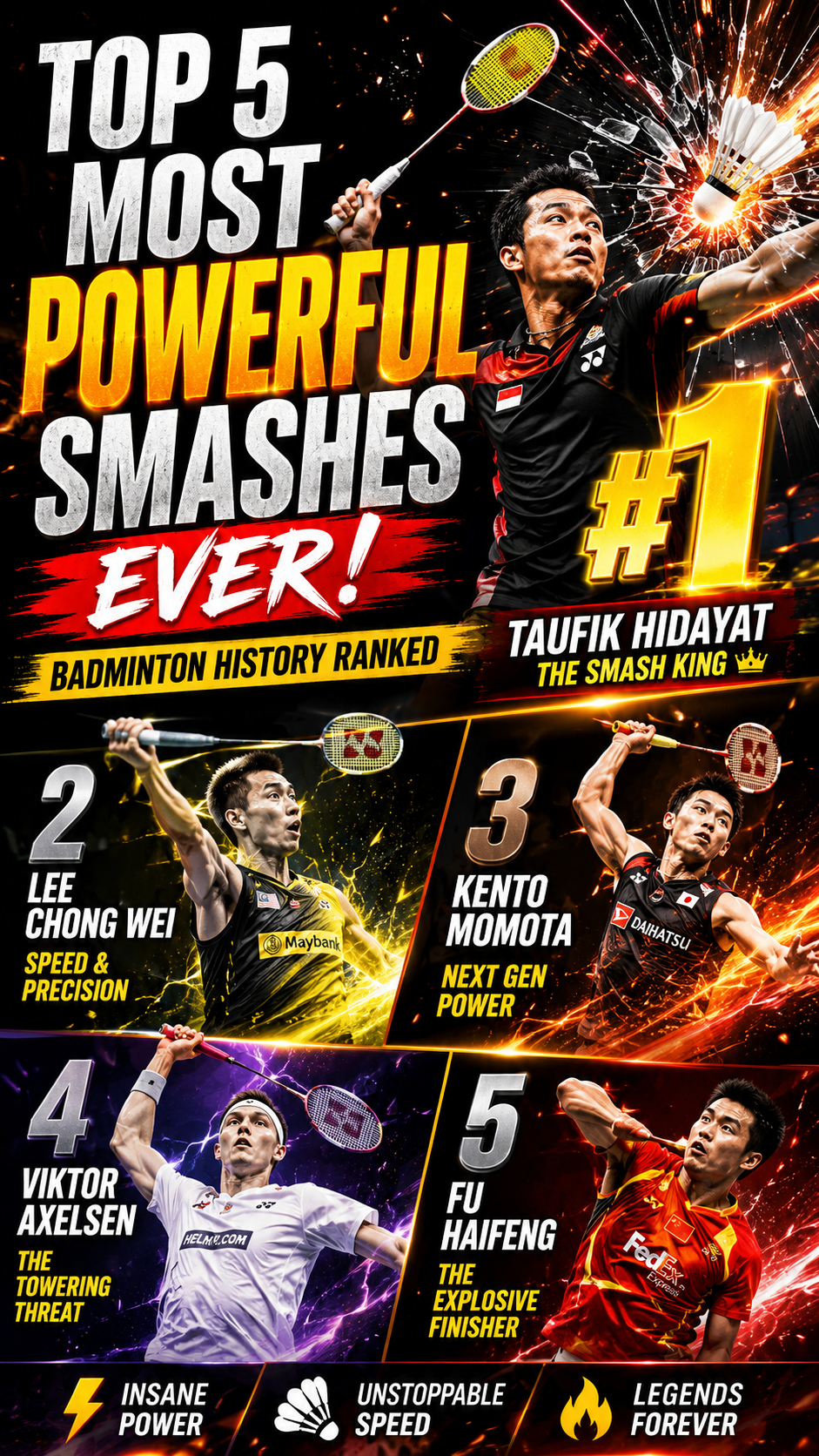 Top 5 most powerful smashes in badminton history ranked