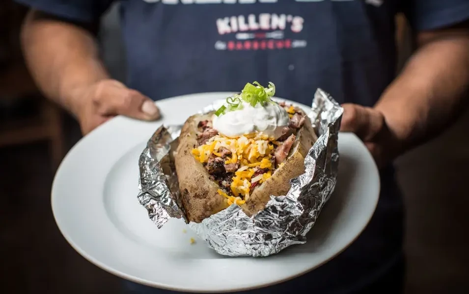 Houston barbecue pits split over stuffed baked potatoes