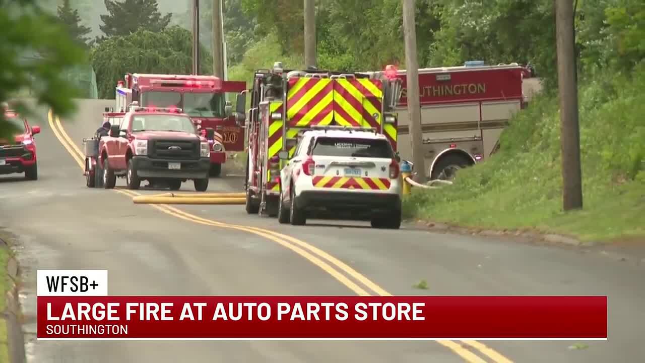 Firefighters battle large fire at Southington auto parts business