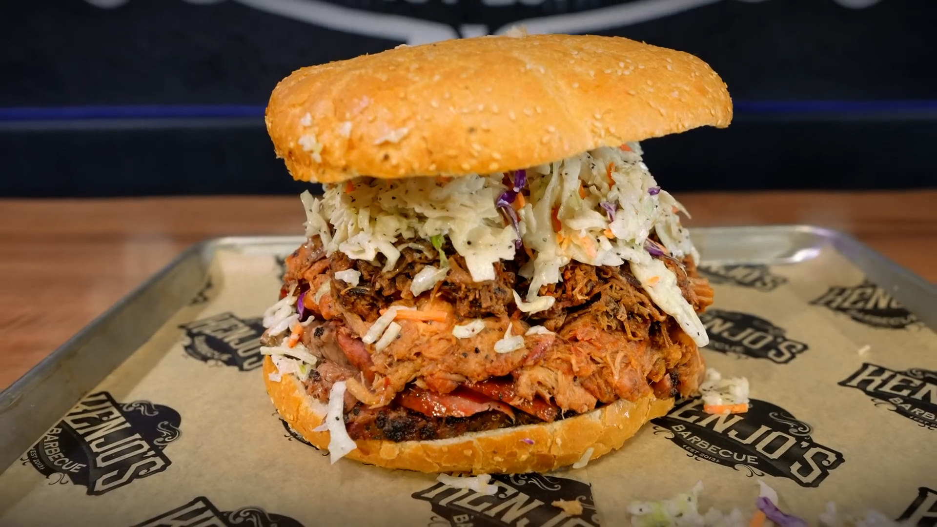 Man attempts giant Texas BBQ sandwich challenge stacked with four ...