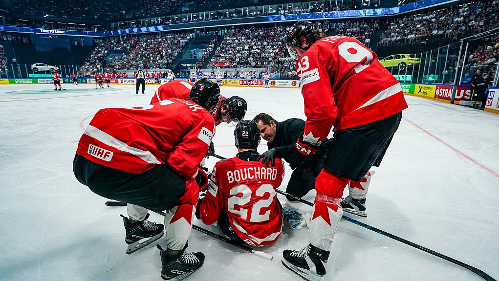 Bouchard avoids major injury after Worlds hit, eyes Oilers camp