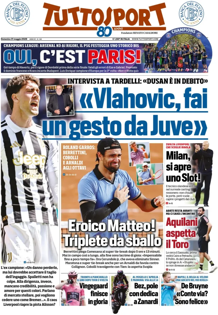 Rassegna stampa Lazio: prime pagine quotidiani sportivi – 31 maggio 2026
