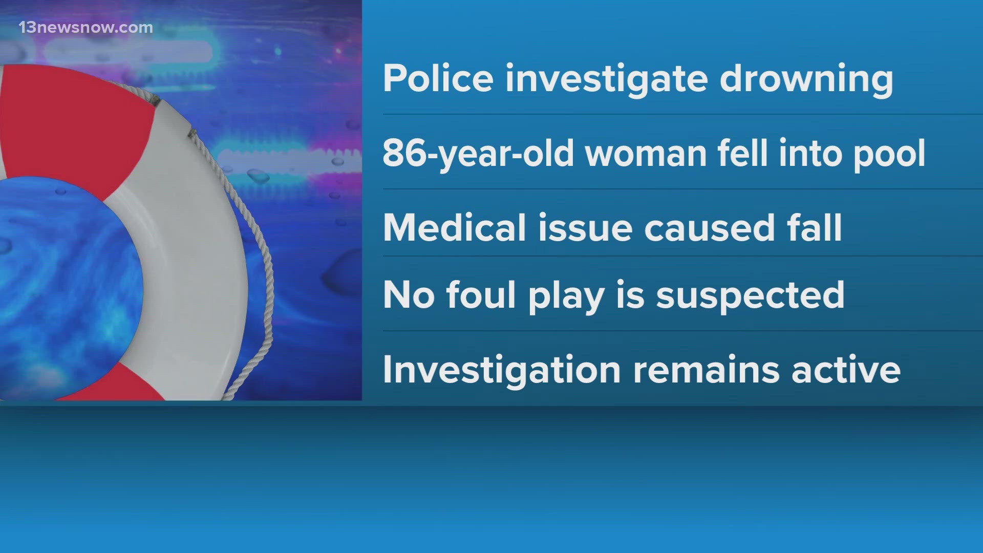 Virginia Beach police investigate drowning on Whitley Abbey Court