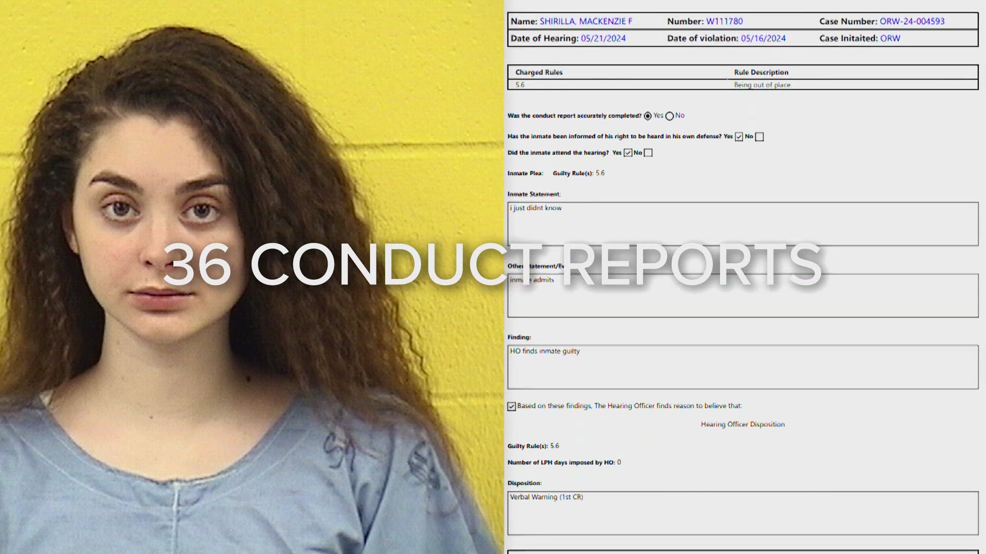 Prison trouble for Mackenzie Shirilla | Records reveal 36 conduct reports