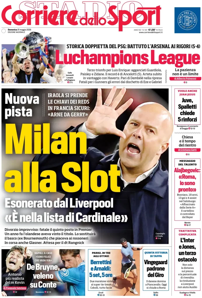 Rassegna stampa Cagliari: prime pagine quotidiani sportivi – 31 maggio 2026